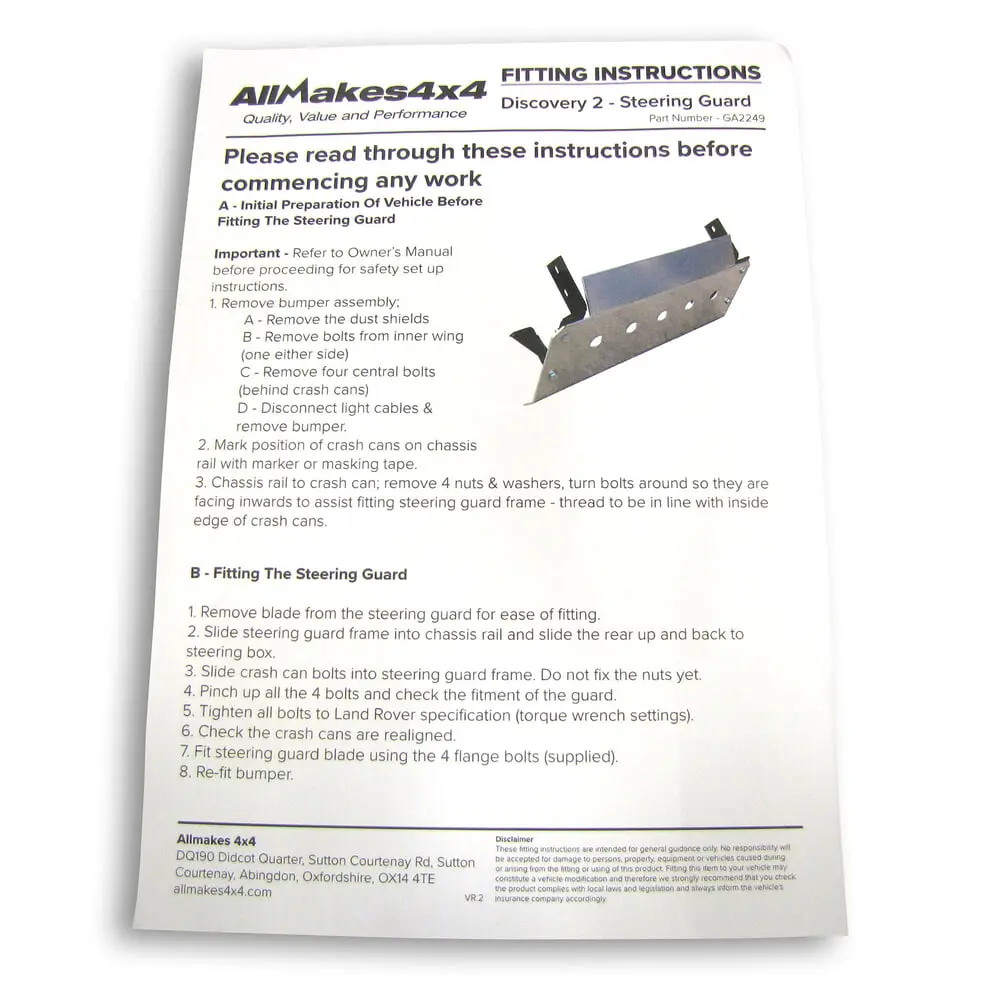 Steering Skid Plate for Discovery Series II, Allmakes 4x4, GA2249