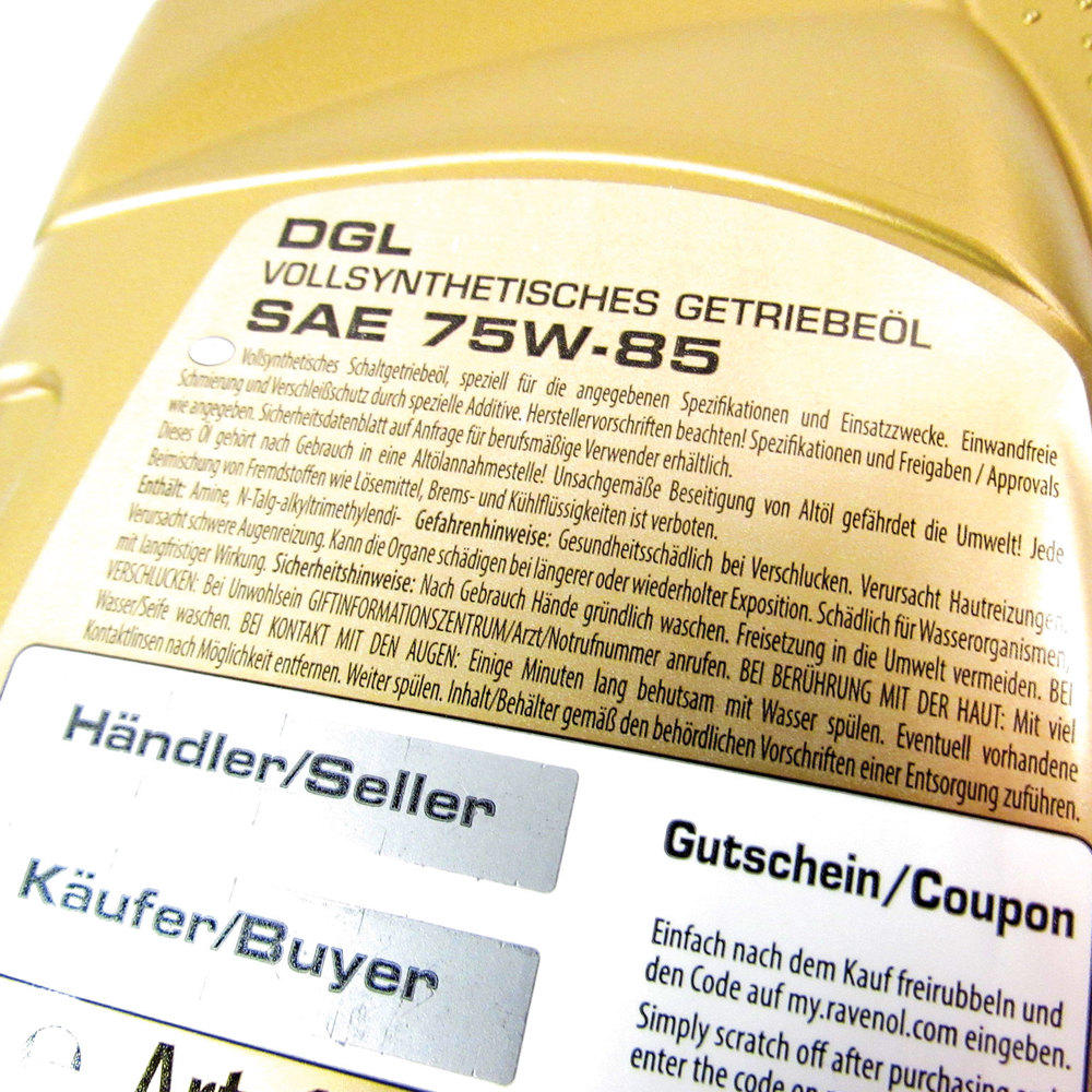 Ravenol Differential Fluid Gear Oil, 12 x 1L Bottles, 75W-85 LS