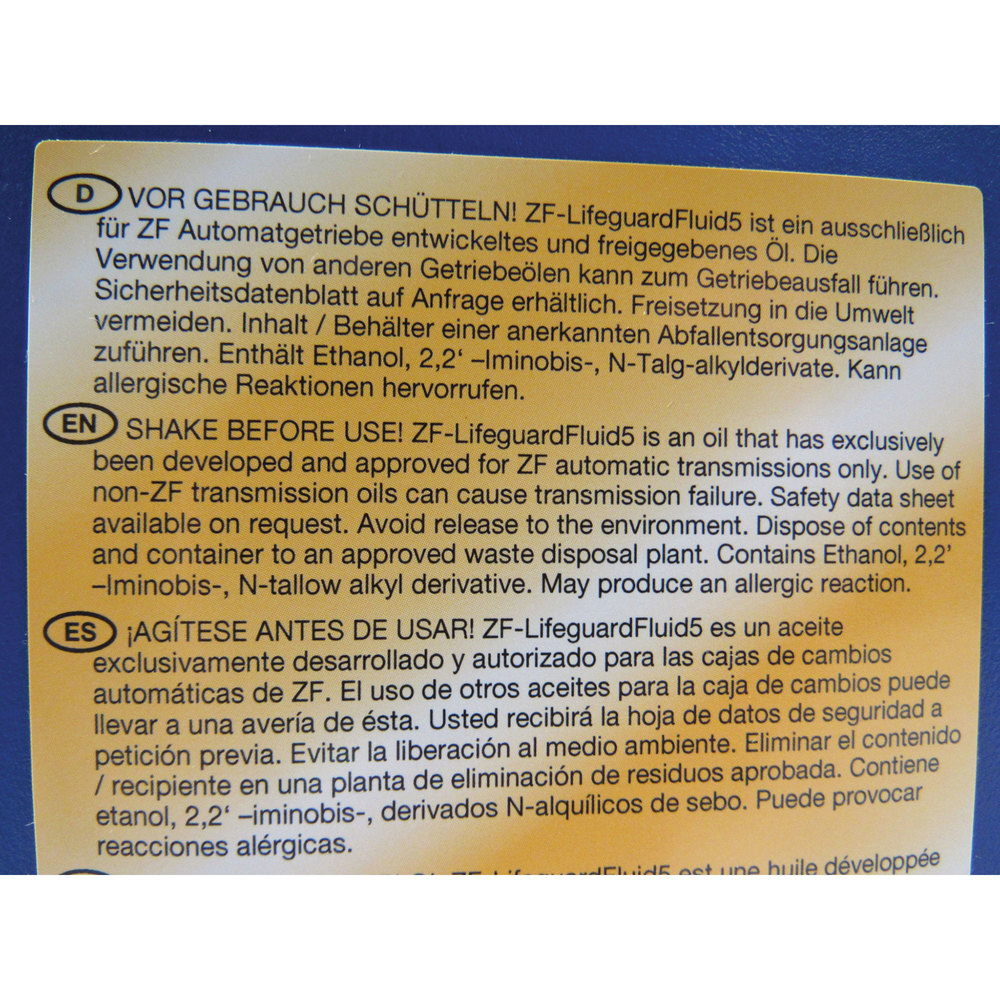 ZF Lifeguard Fluid5 Automatic Transmission Fluid: 12 x 1L Bottles